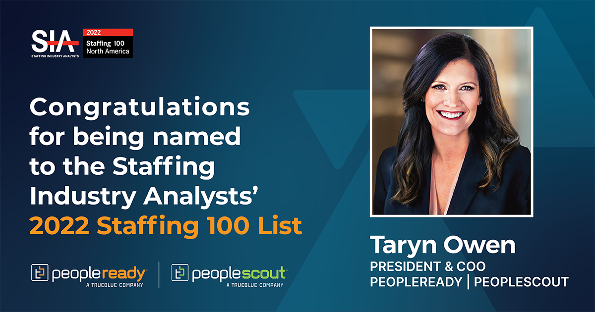 TrueBlue Leaders Named to Staffing Industry Analysts’ Staffing 100