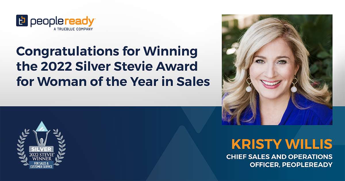 PeopleReady’s Kristy Willis Wins 2022 Stevie® Award | PeopleReady