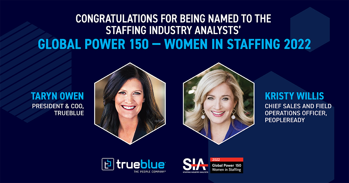 2 TrueBlue Leaders Named in SIA Global Power 150